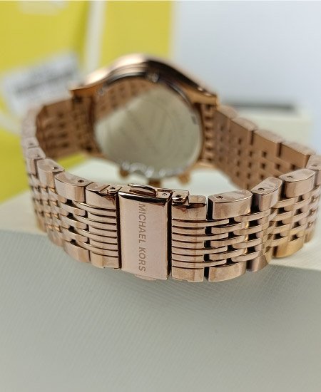 Michael Kors MK5775 Rose Gold MK Watch Black – alibhaiya.com