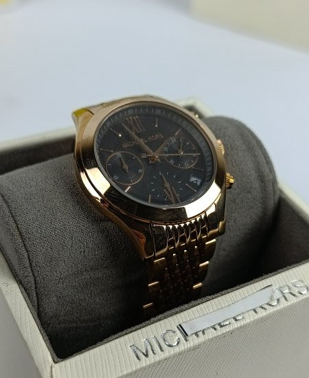 Michael Kors MK5775 Rose Gold MK Watch Black – alibhaiya.com